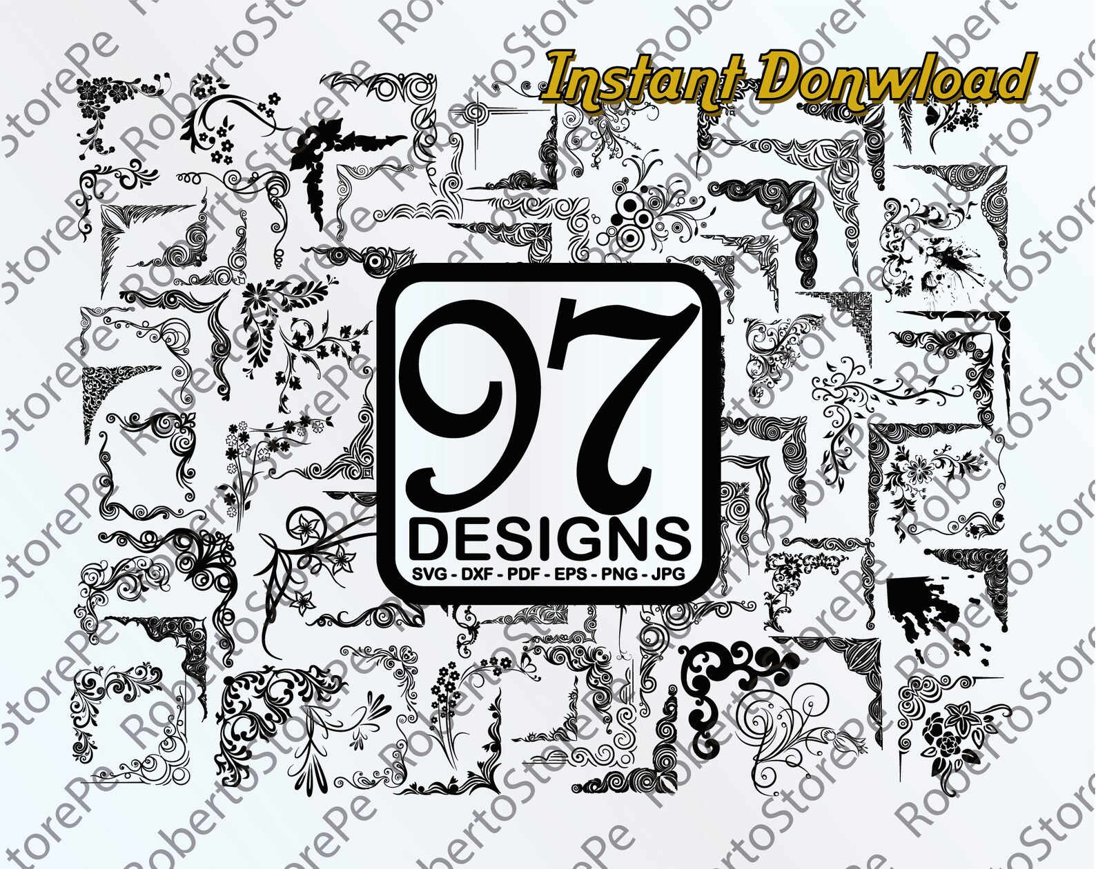 Vector Corner Frame svg, Corner Frame svg, Décoration svg, Silhouette ...