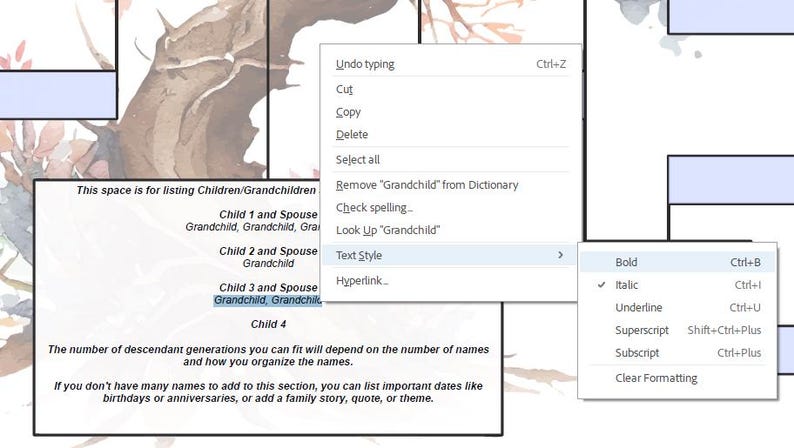 Watercolor Cherry Tree Family Tree Template: 8+ Generations (PDF) - Etsy