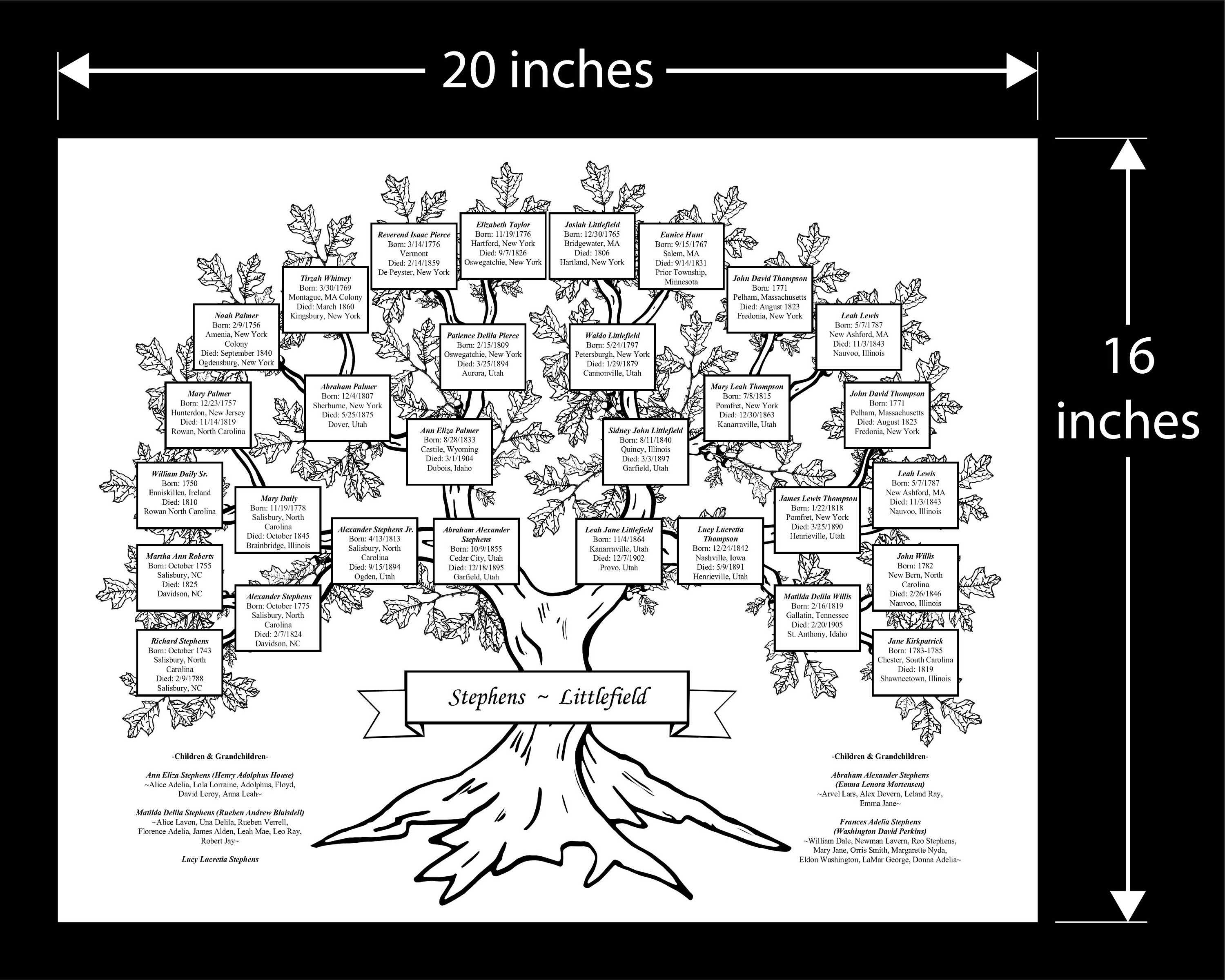 Five Generation Family Tree (DIY) 16x20 Inch Fillable PDF Template - Etsy