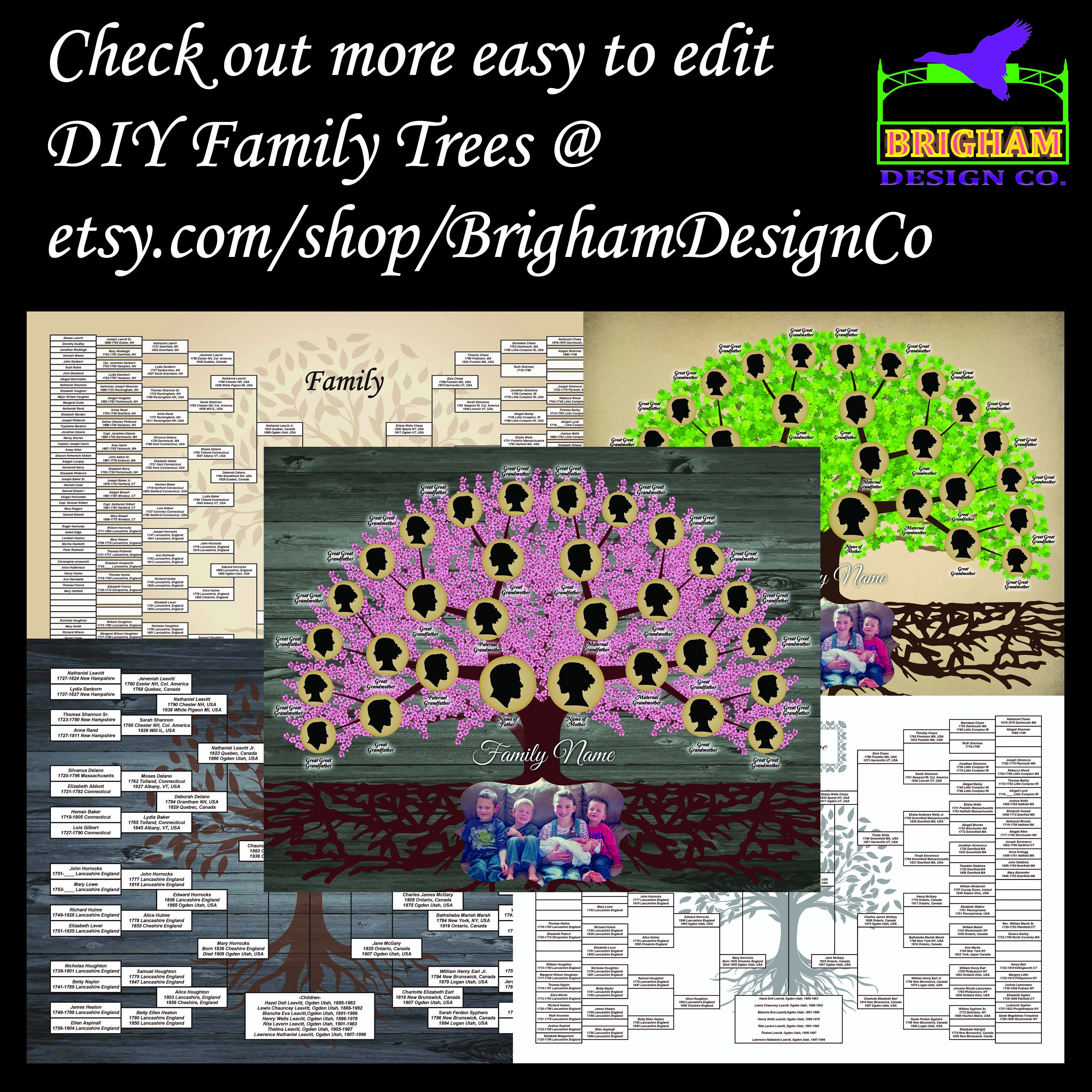Seven Generation Family Tree DIY 24x36 PDF Template tan - Etsy