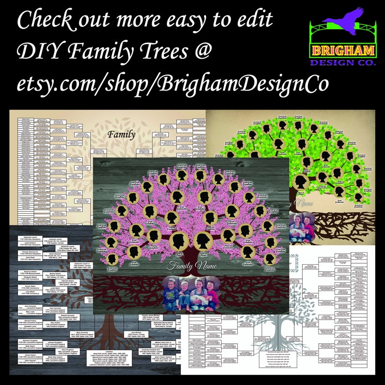 Seven Generation Family Tree DIY 24x36 PDF Template barn - Etsy
