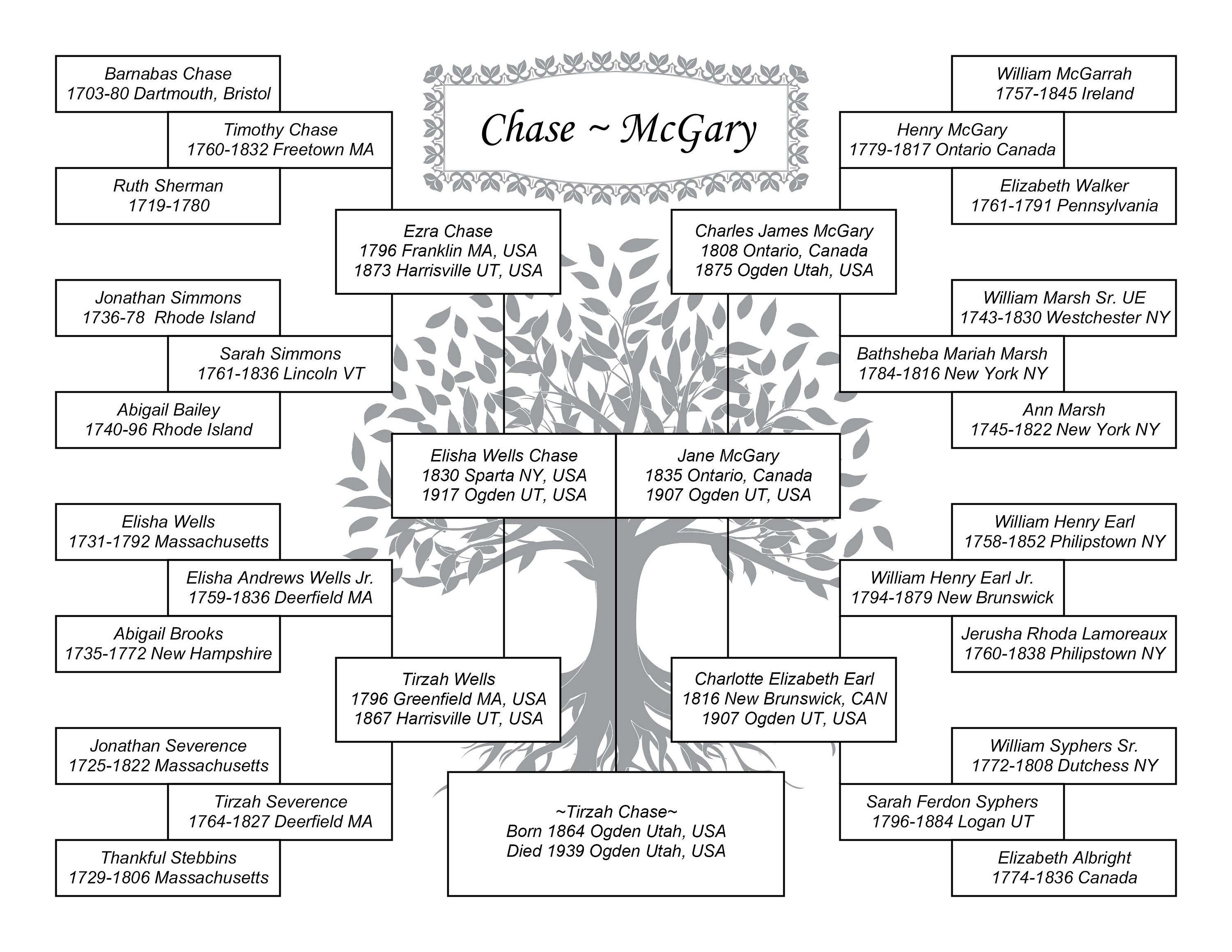 Five Generation Family Tree (DIY) 8-1/2x11 PDF Template (paper White ...