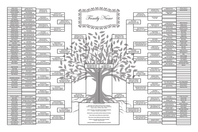 8+ Generation Family Tree (DIY) 24x36 PDF Template (paper White) - Etsy