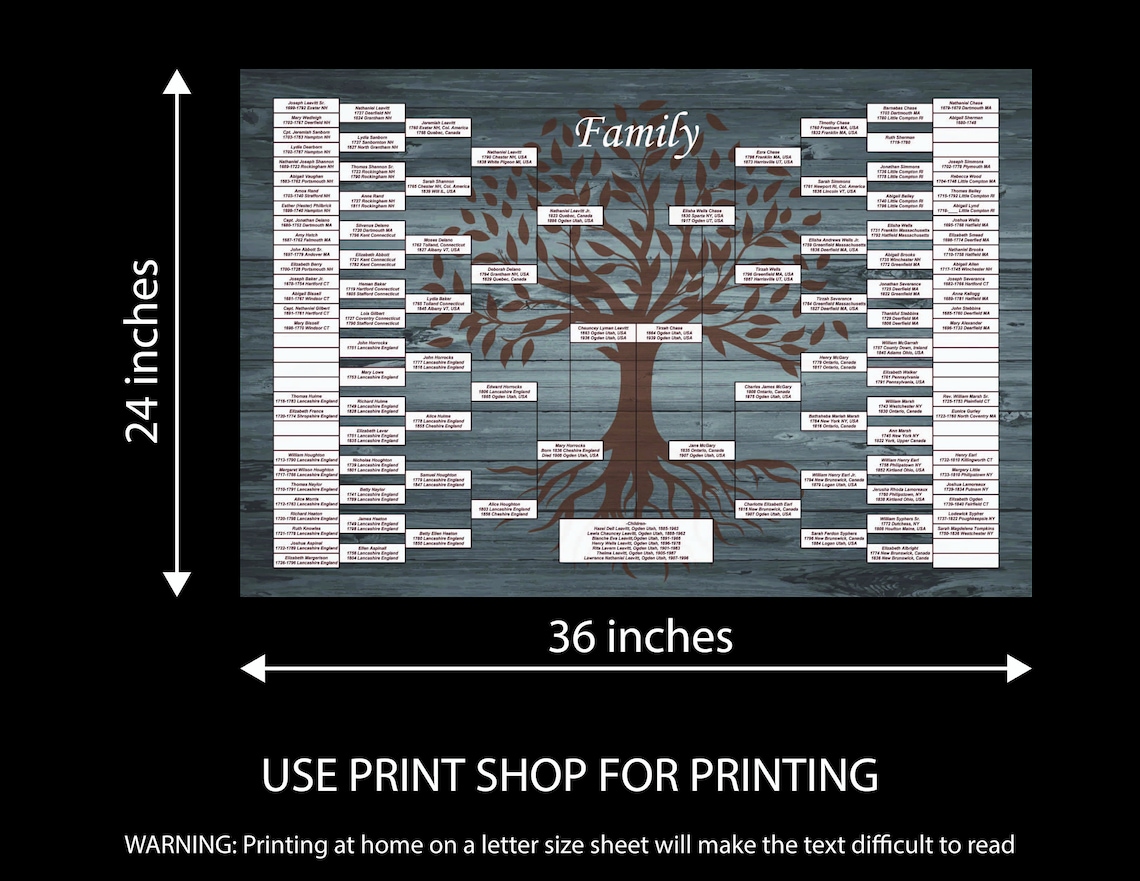 Seven Generation Family Tree (DIY) 24x36 PDF Template (barn Wood) - Etsy