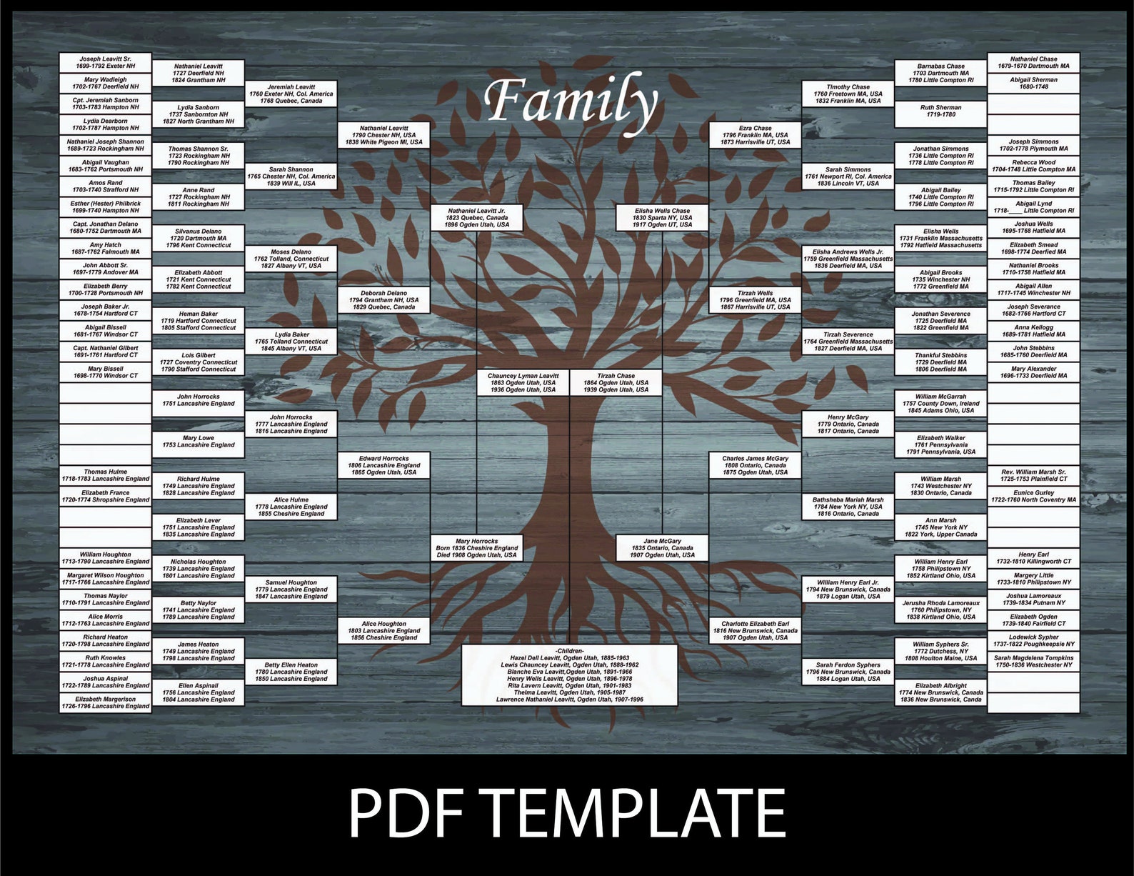 Seven Generation Family Tree DIY 24x36 PDF Template barn - Etsy