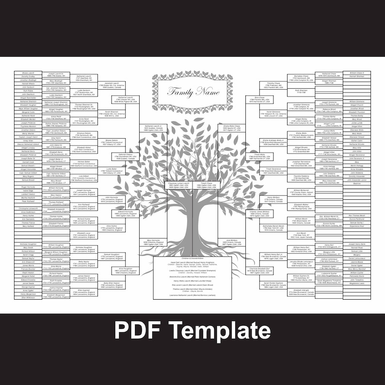 8+ Generation Family Tree (DIY) 24x36 PDF Template (paper White) - Etsy