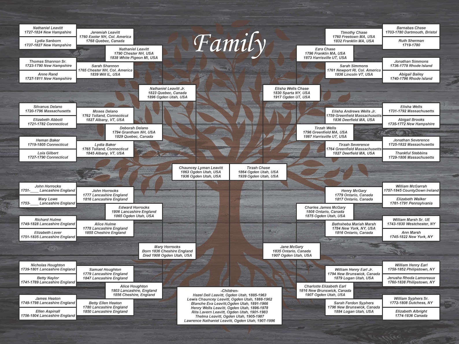 Six Generation Family Tree (DIY) 18x24 PDF Template (barn Wood) - Etsy