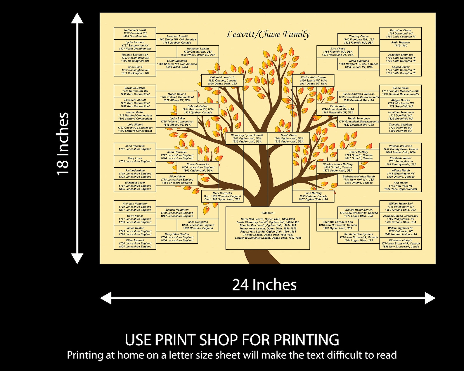 Six Generation Family Tree (DIY) 18x24 PDF Template (autumn Tree) - Etsy