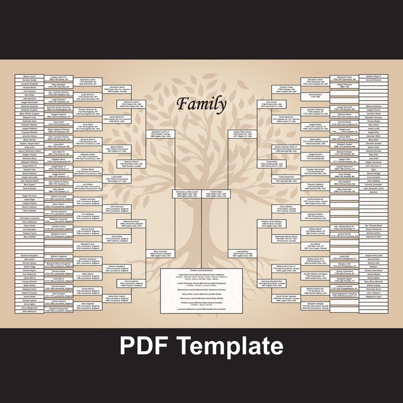 8+ Generation Family Tree (DIY) 24x36 PDF Template - Etsy
