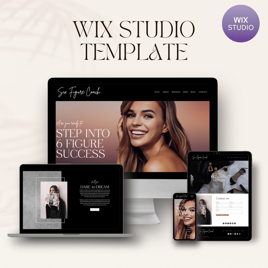 WIX STUDIO Website Template Six Figure Coach Social Media Management ...