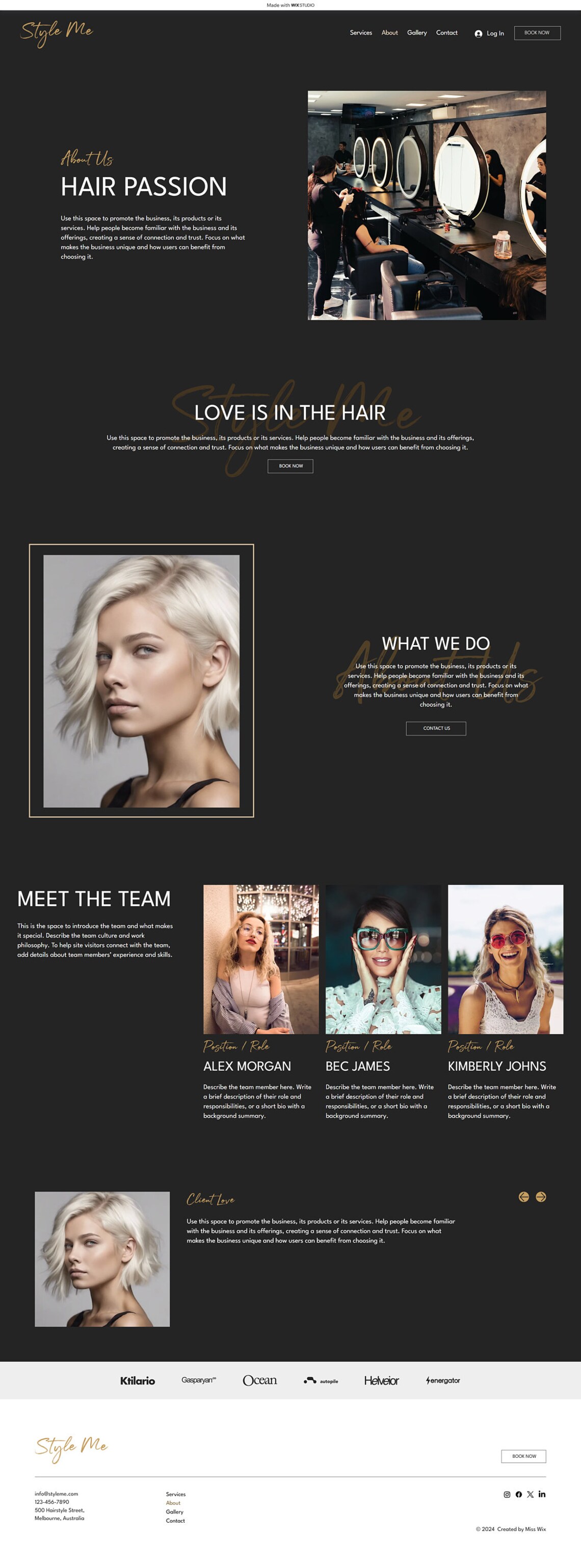 WIX STUDIO Hairdresser Website Template Hairstyle Website Hairdressing ...