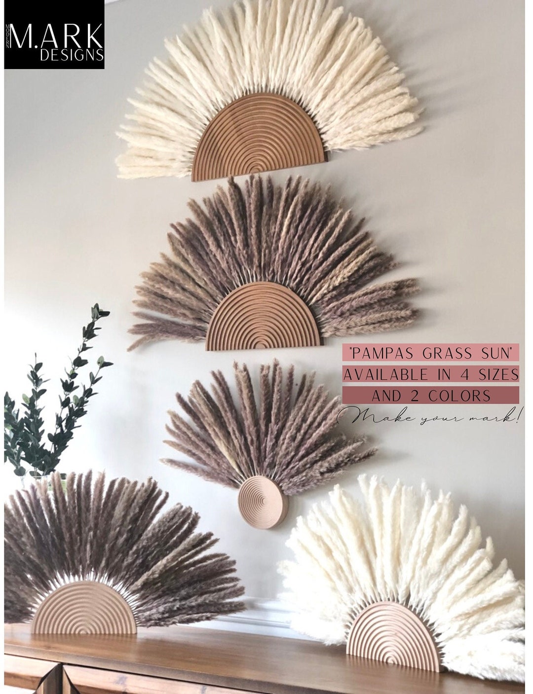 PAMPAS GRASS SUN Decor Boho Sun Wall Art Large Sun Wall Decor Over the ...