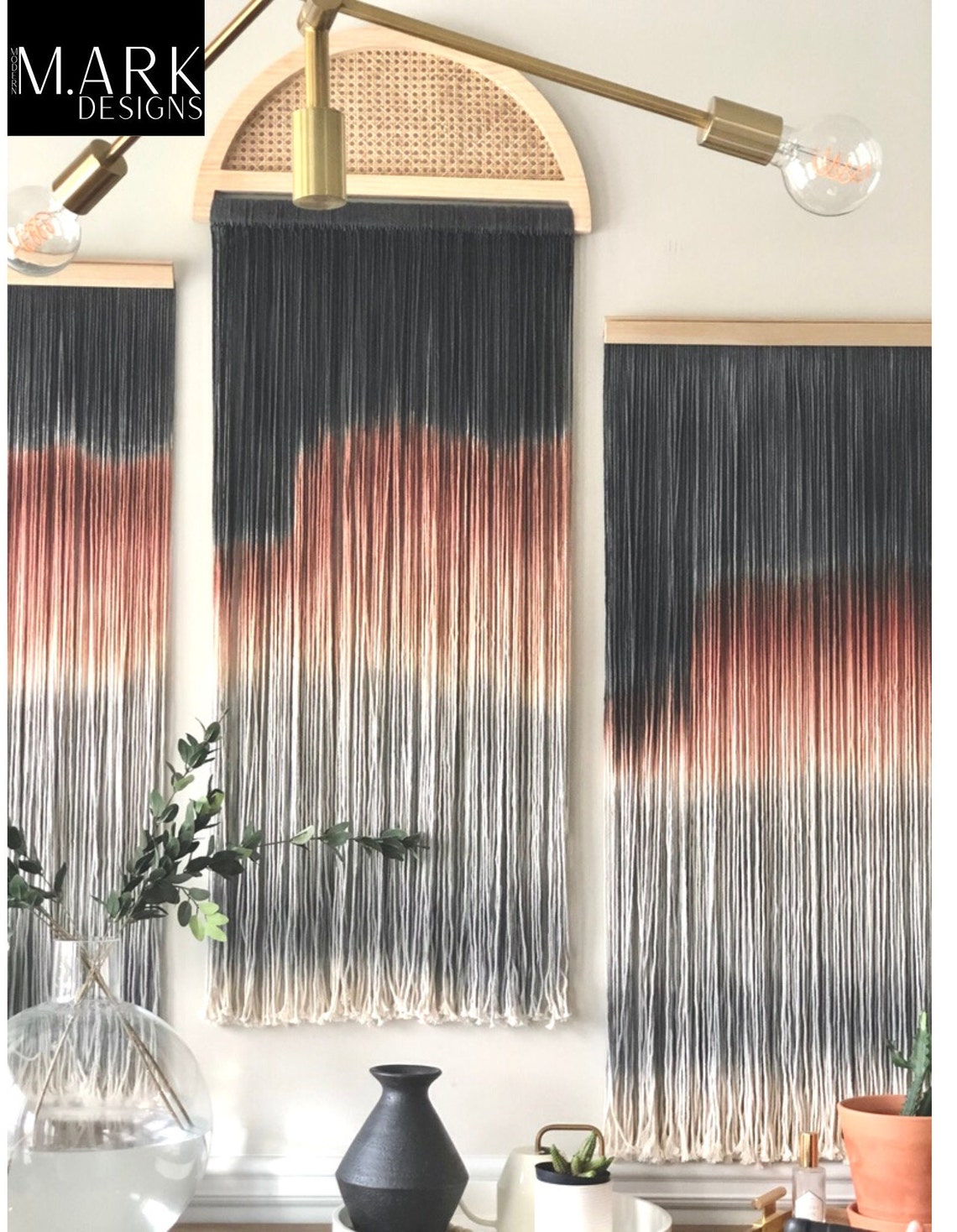 Modern Black Macrame Art Extra Large Macrame Hanging Vintage Boho ...