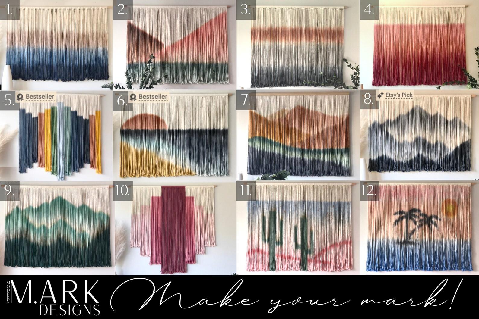 Colorful Mountain Landscape Macrame Colorful Macrame Art Extra Large ...