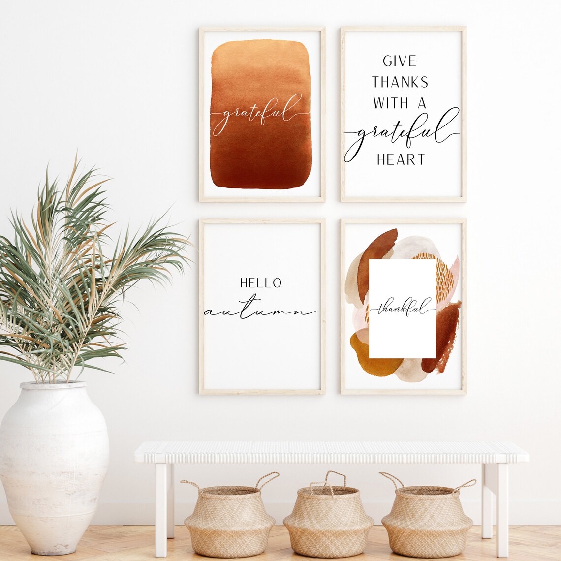 MAILED PRINT "thankful Grateful "fall Autumn October Thanksgiving SET ...