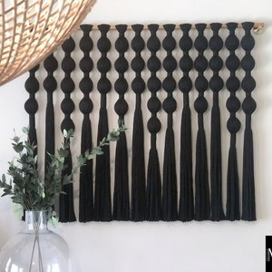 Black Yarn Wrapped Ball Macrame Mural for Wall Yarn Wall Hanging for ...