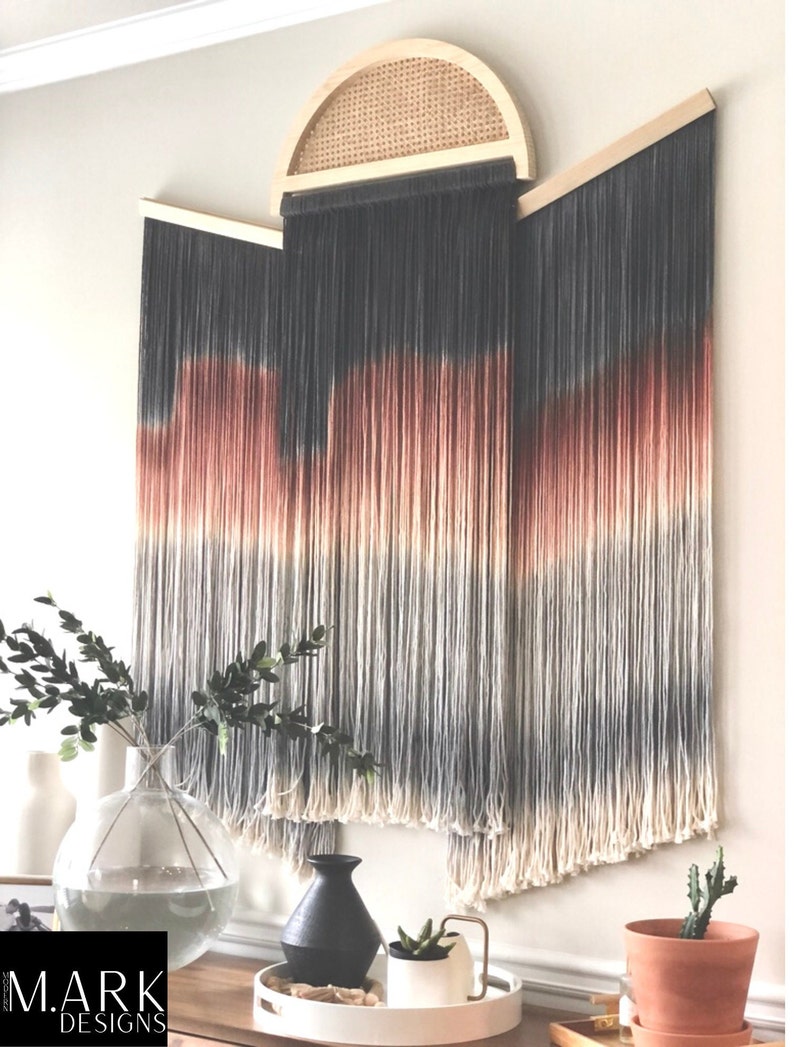 Modern Black Macrame Art Extra Large Macrame Hanging Vintage Boho ...