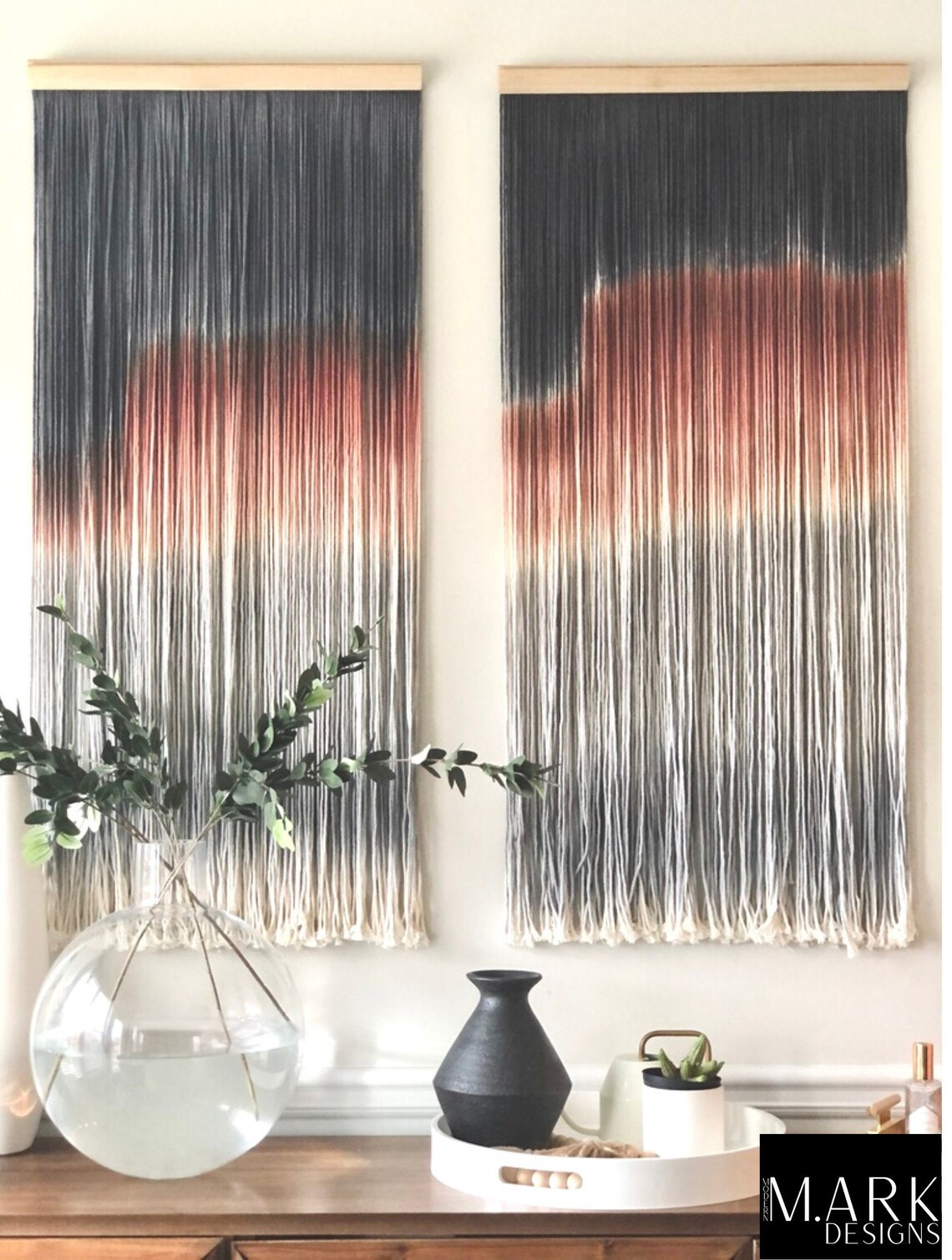 Modern Black Macrame Art Extra Large Macrame Hanging Vintage Boho ...