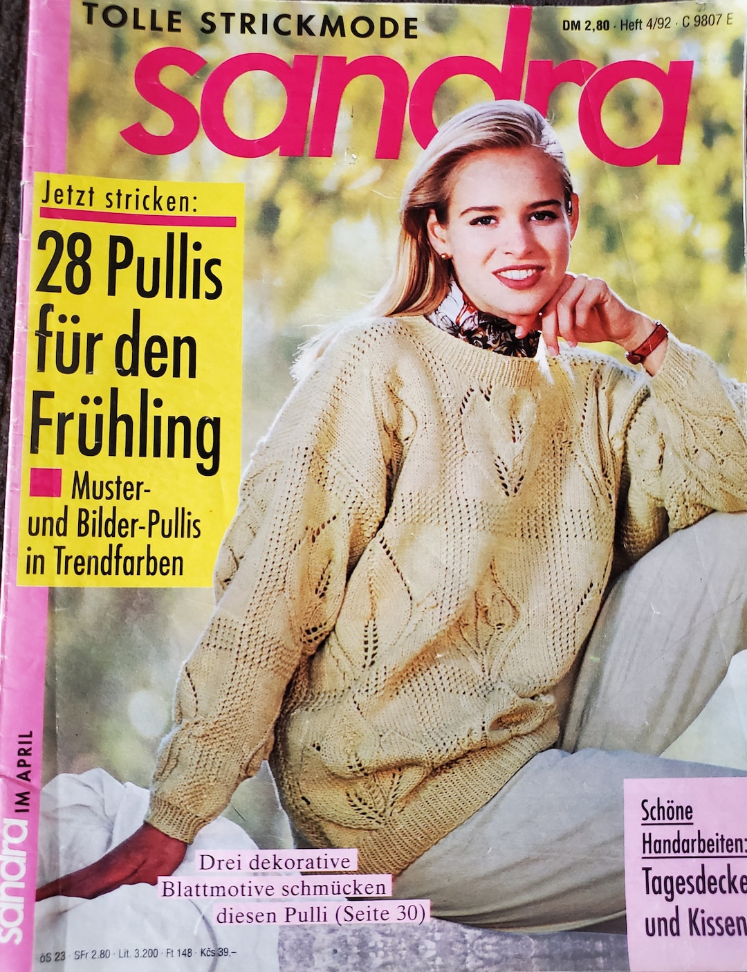 Sandra the Knitting Magazine-german Version April 1992 - Etsy