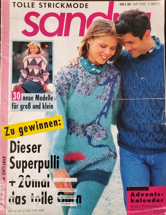 Sandra the Knitting Magazine-german Version October 1992 Van - Etsy