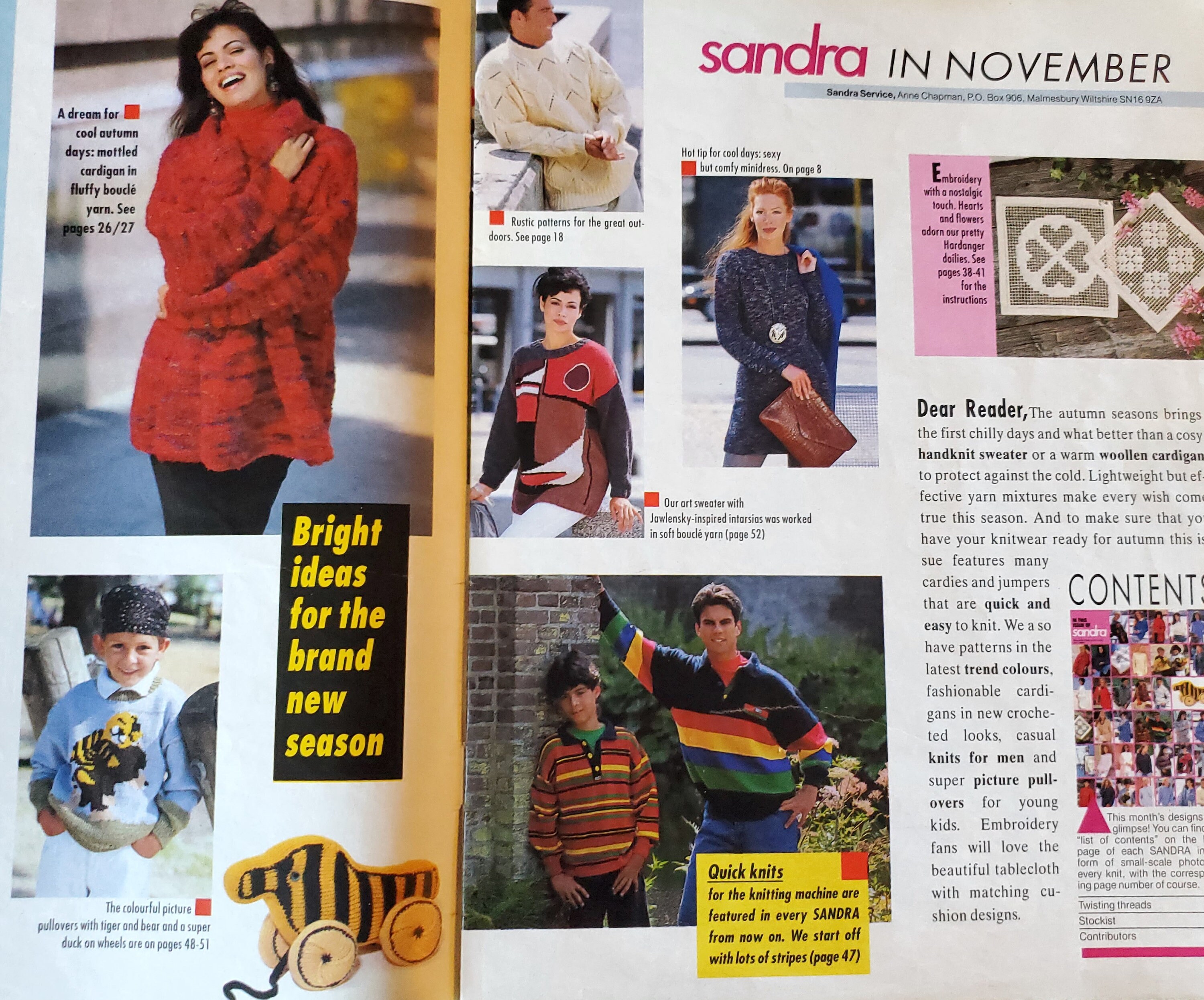 Sandra the Knitting Magazine Nov 1995, Jawlensky - Etsy