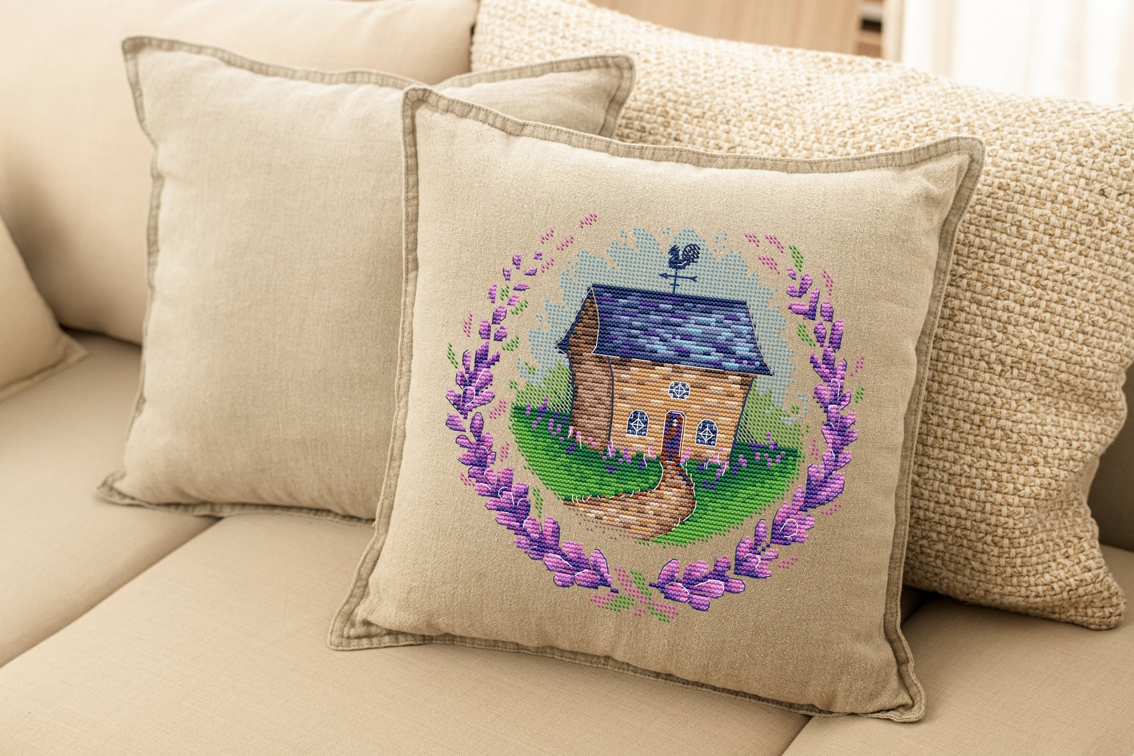Lavender Cross Stitch Pattern. House Cross Stitch PDF - Etsy