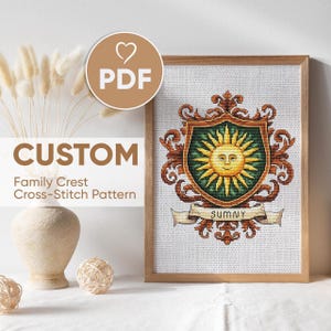Custom Family Crest Cross Stitch Pattern, Personalized Coat of Arms PDF ...