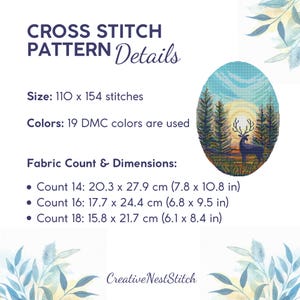 Deer in Forest Cross Stitch PDF Pattern, Nature Embroidery Design ...