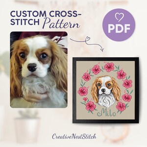 Dog Portrait Cross Stitch Pattern, Custom Pet Embroidery Design, PDF X ...