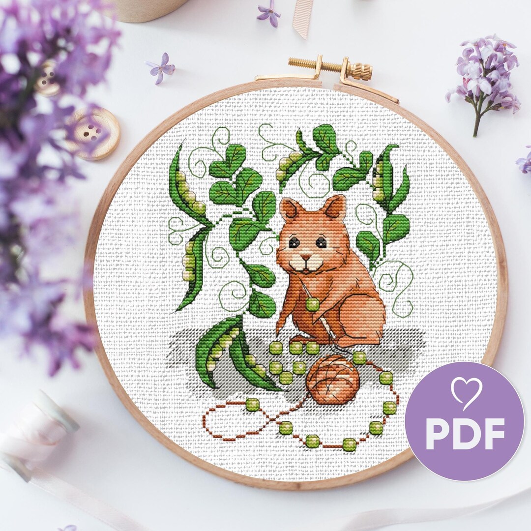 Cute Hamster Cross Stitch Pattern PDF, Funny Hamster Design, Animals ...