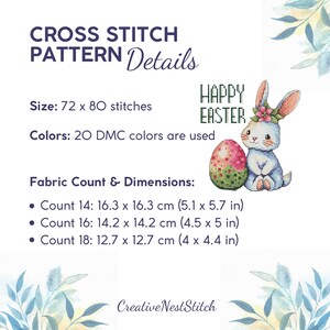 Easter Bunny Cross Stitch Pattern, Happy Easter Embroidery Design ...