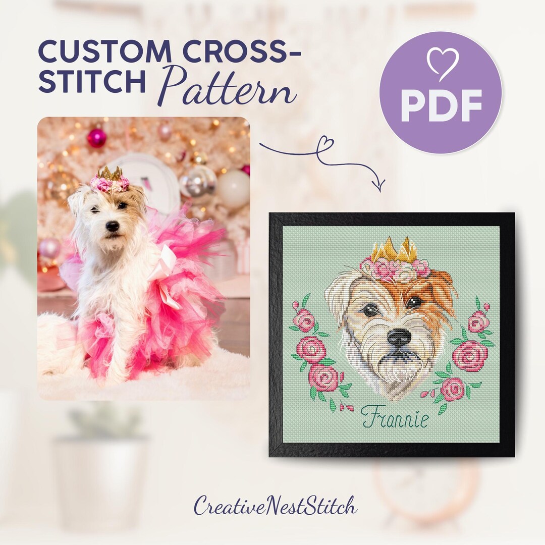 Personalized Dog Cross Stitch PDF Pattern, Custom Pet Portrait ...