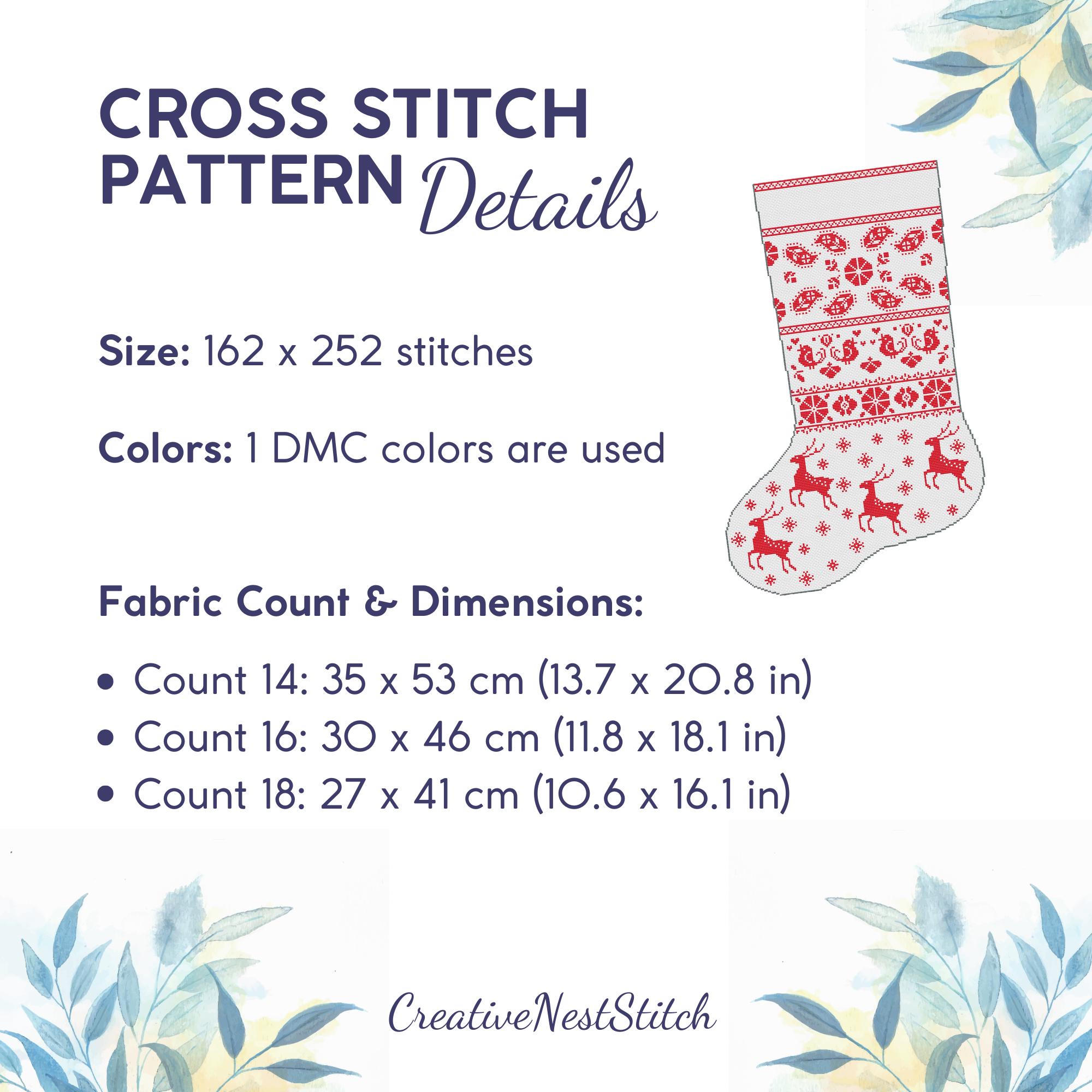 Christmas Stocking Cross Stitch Pattern, Festive Reindeer and Ornaments ...
