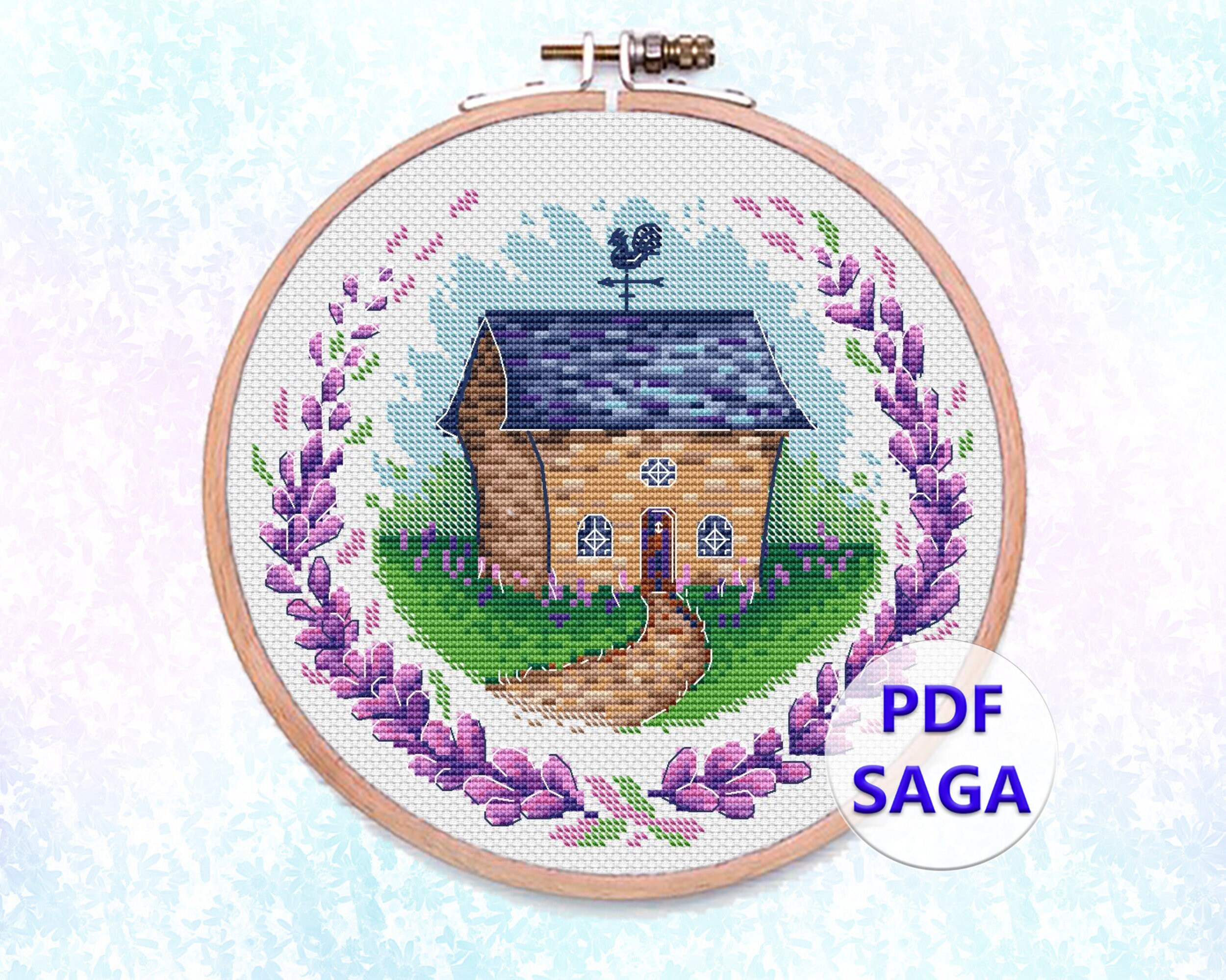 Lavender Cross Stitch Pattern. House Cross Stitch PDF - Etsy