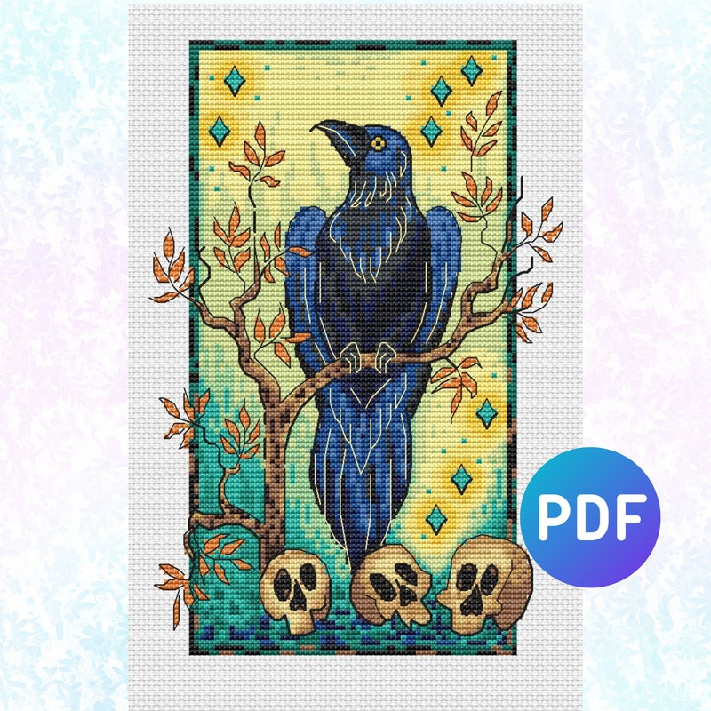 Raven Cross Stitch - Etsy
