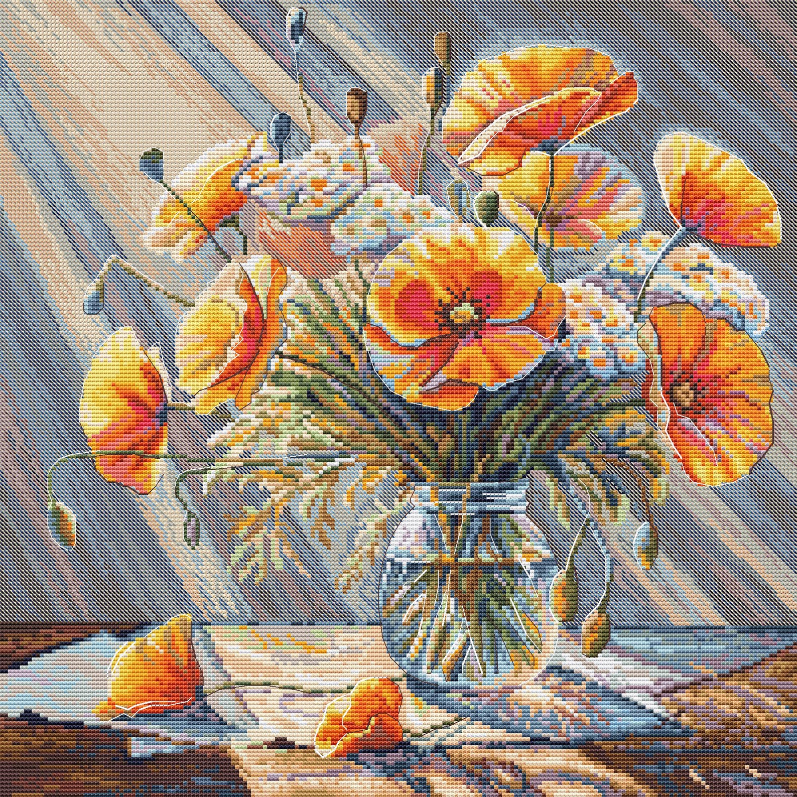 California Poppy Cross-stitch Pattern, Golden State Flower Embroidery ...