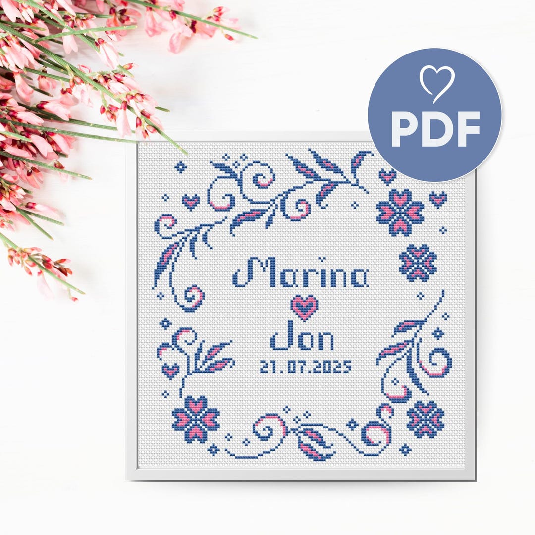 Personalized Wedding Cross Stitch Pattern, Wedding Keepsake Embroidery ...