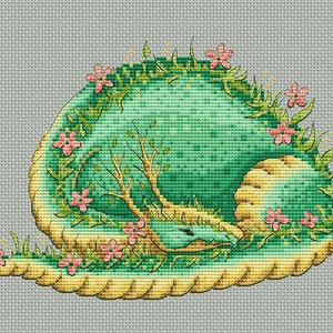 Sleeping Dragon Cross Stitch Pattern, Fantasy Dragon With Green Grass ...