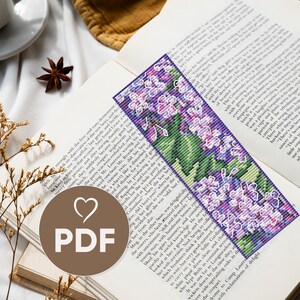 Lilac Tree Shrub Cross Stitch Bookmark Pattern, Floral Embroidery PDF ...