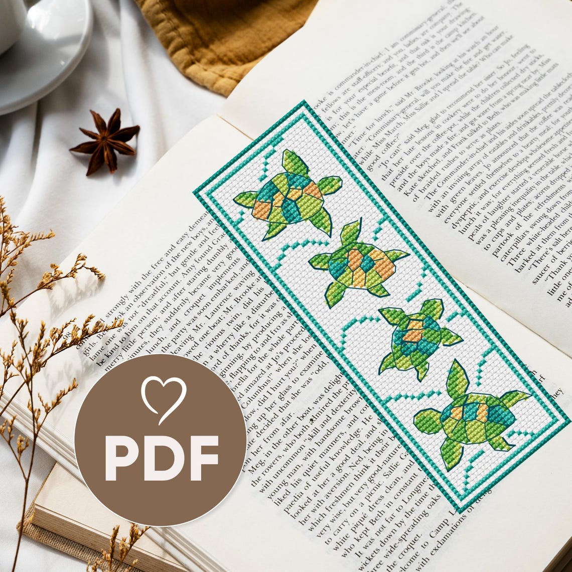 Ocean Bookmark Cross Stitch Pattern Set PDF • Fish Octopus Turtle ...