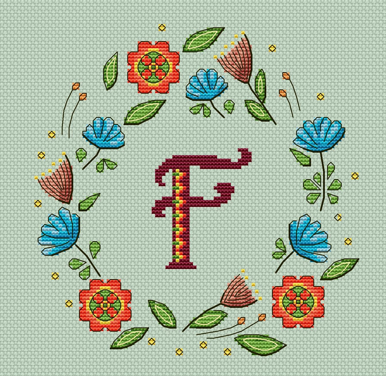 Letter F Cross Stitch Pattern | Etsy