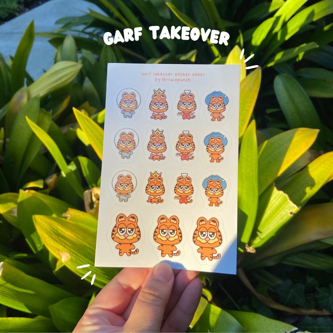 Garf Orange Cat Sticker Sheet - Cowboy Astronaut King Chef Outfits - Etsy