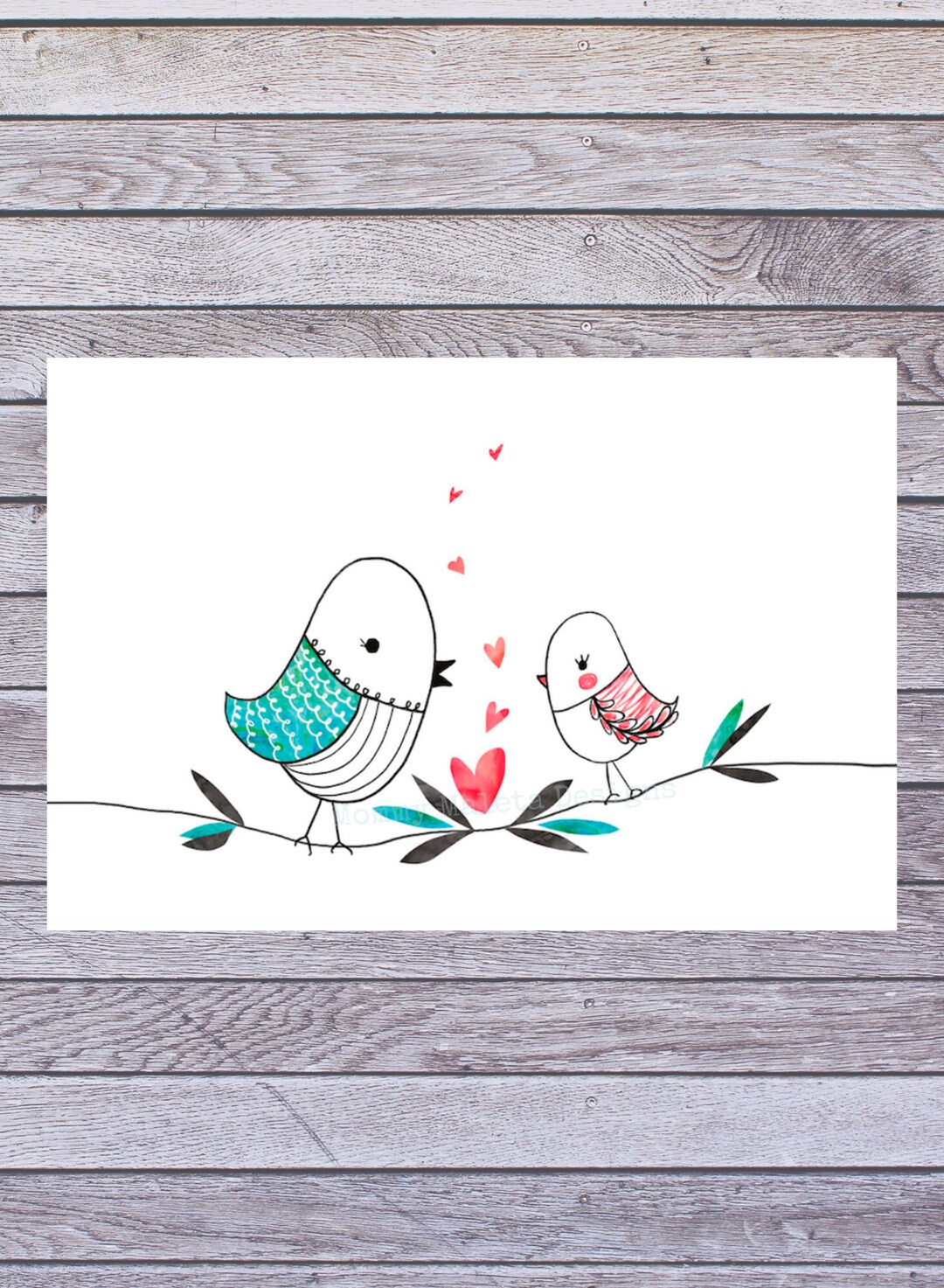 Cute Bird Card, Blank Card Bird Design, Blank Notecard Printable, Bird ...
