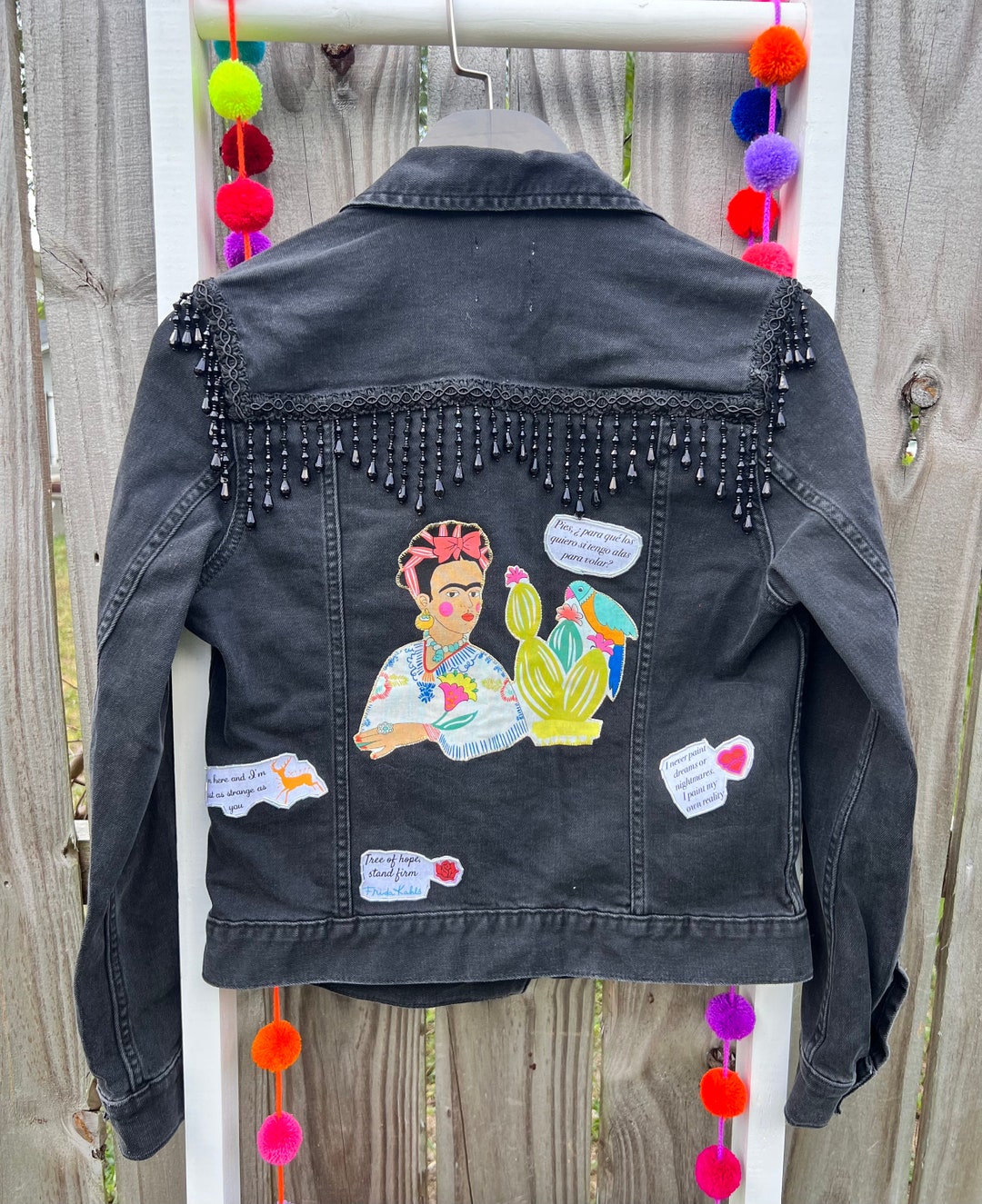 Denim Jacket, Frida Jacket, Frida Kahlo Denim Jacket - Etsy