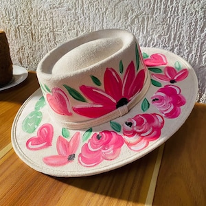 Hand Painted Hat, Hand Painted Hat, Handmade Hat, Floral Hat, Artisan ...