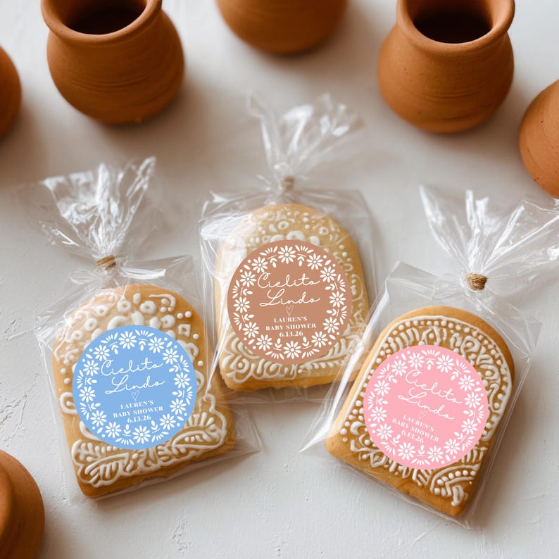 Cielito Lindo Baby Shower Stickers - Talavera Baby Shower - Papel ...