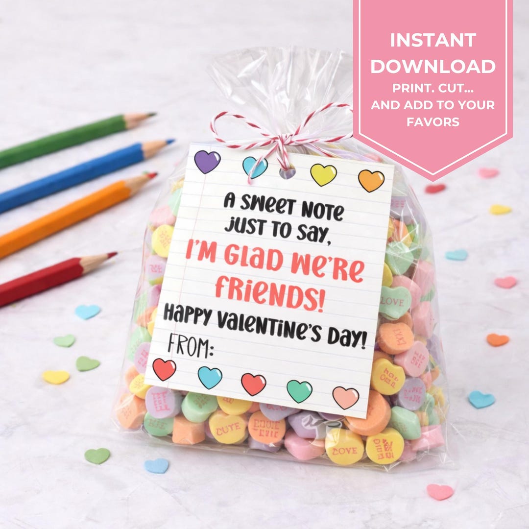 PRINTABLE Happy Valentines Day Gift Tag - Hearts - Classroom Exchange ...