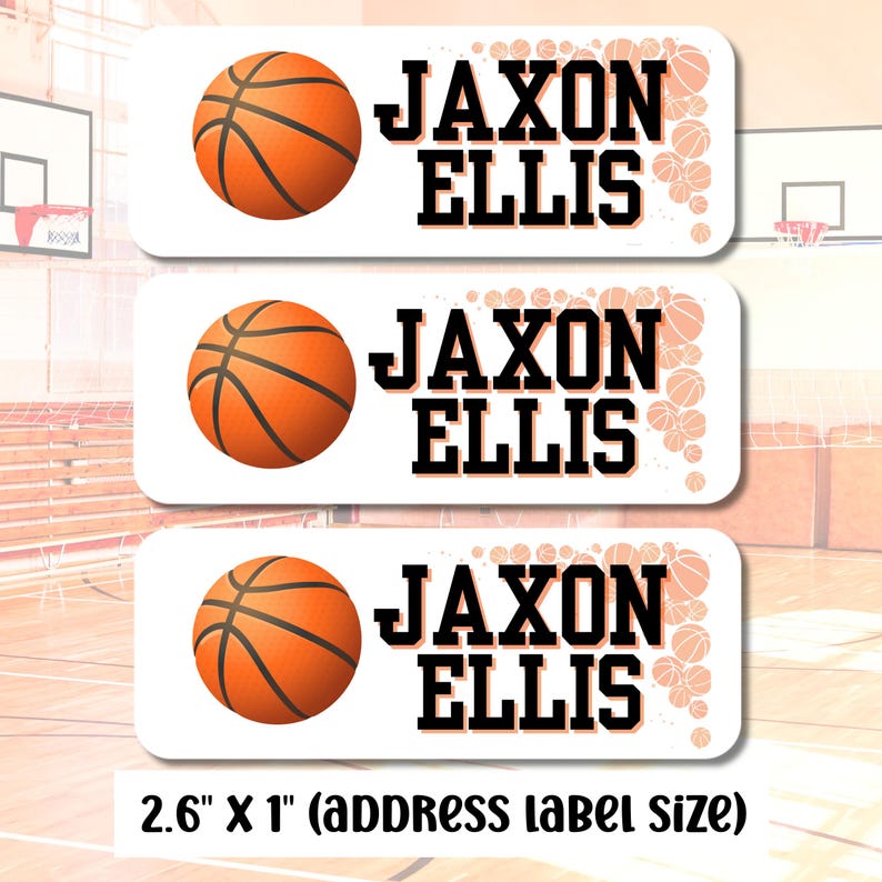 Basketball Personalized Name Labels - Back to School - Kids Name ...