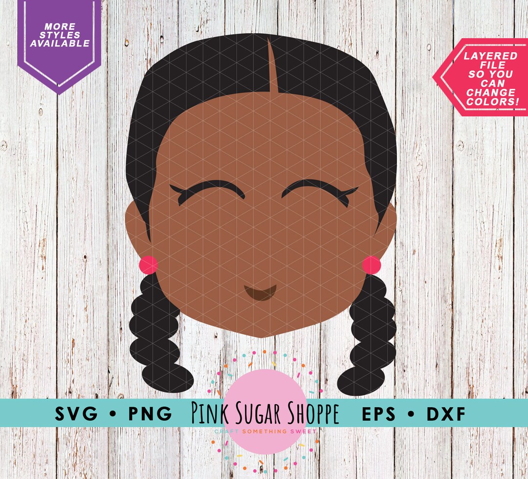 Little Brown Girl SVG - Peekaboo Girl SVG - Braids - Ponytails ...