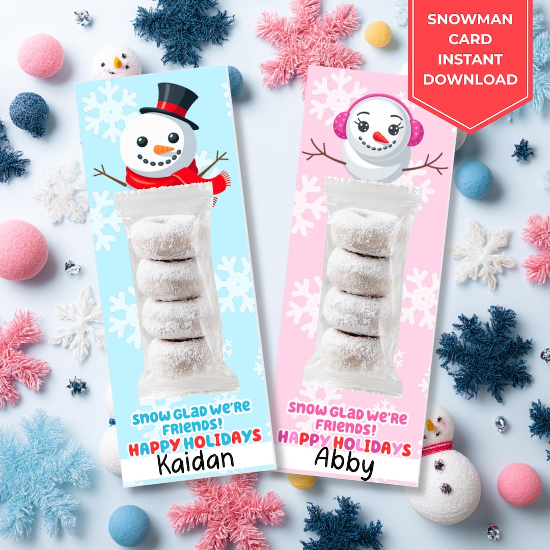SNOWMAN DONUT CARDS - Class Gifts - Stocking Stuffer - Treats - Tags ...